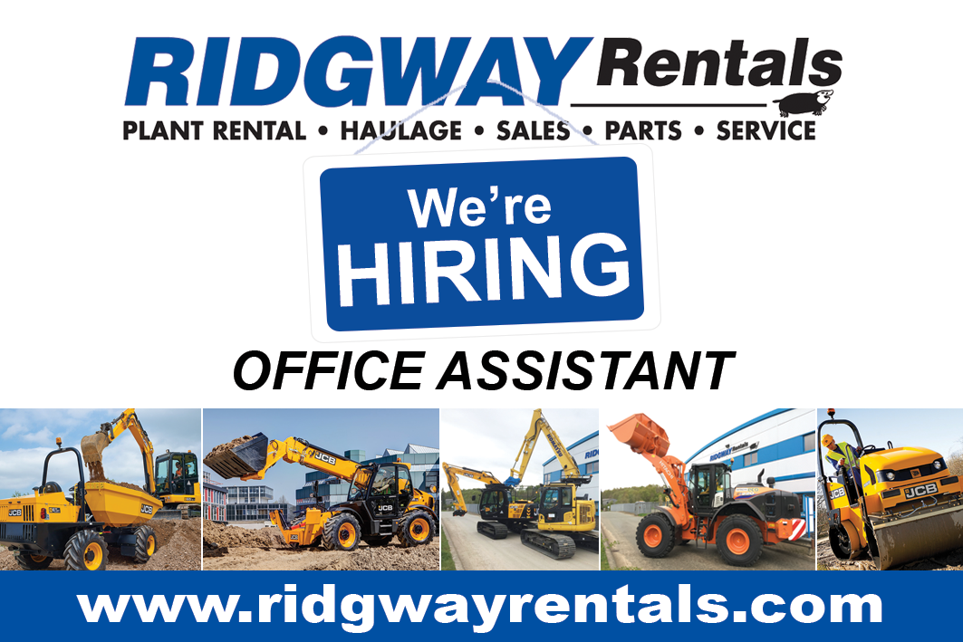 Office Assistant wanted at Plant Hire Company Ridgway Rentals Ltd.
