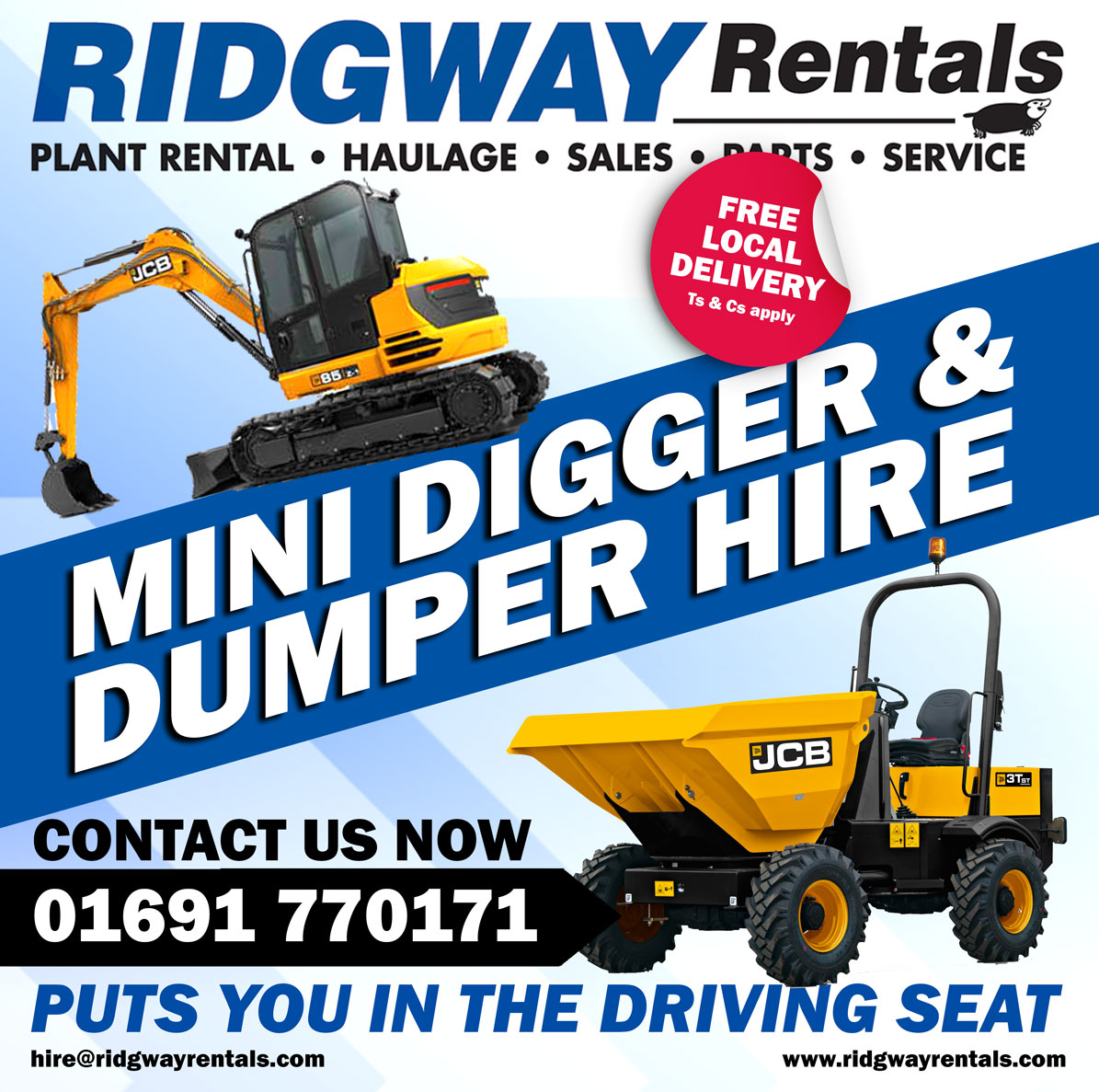 Mini Digger and Dumper hire - Ridgway Rentals